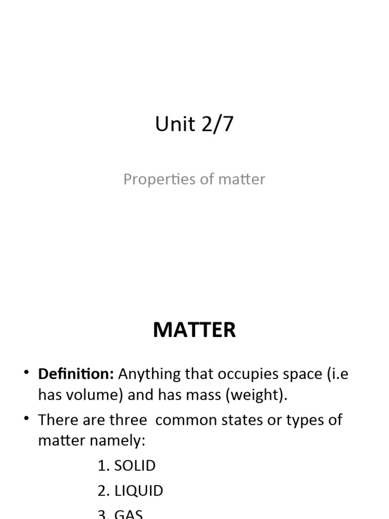 Unit 7 Properties of Matter | PDF | Liquids | Surfactant