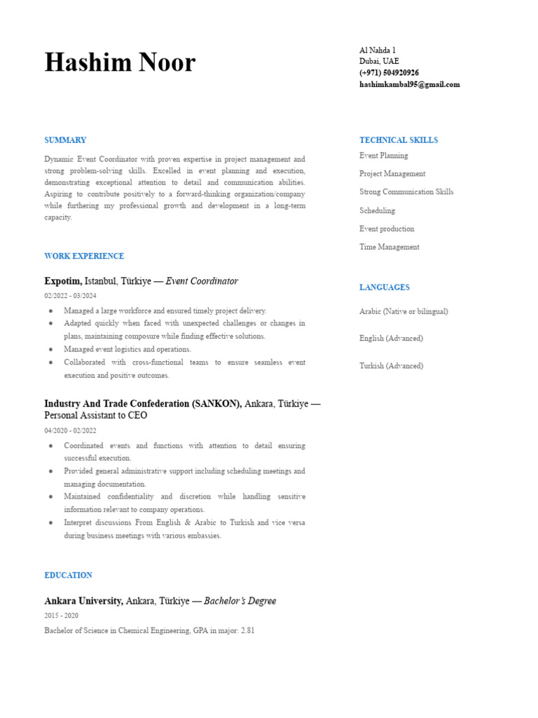 Hashim - Resume - Personal Assistant To CEO | Download Free PDF | Business