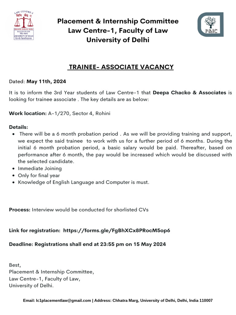 Trainee Associate Vacancy | PDF | Career & Growth | Business
