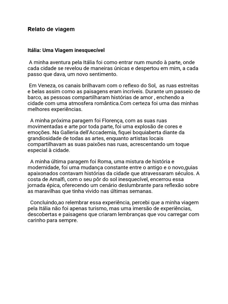 Relato de Viagem | PDF
