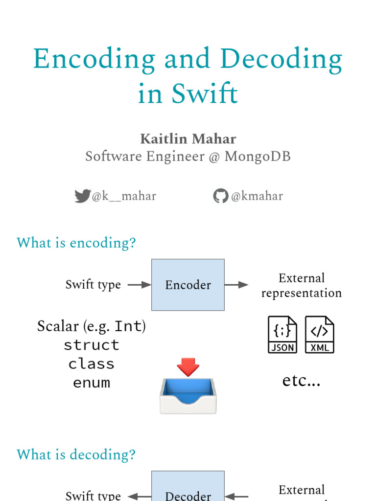 Kaitlin Mahar - Encoding and Decoding in Swift | PDF | Swift (Programming Language) | Code