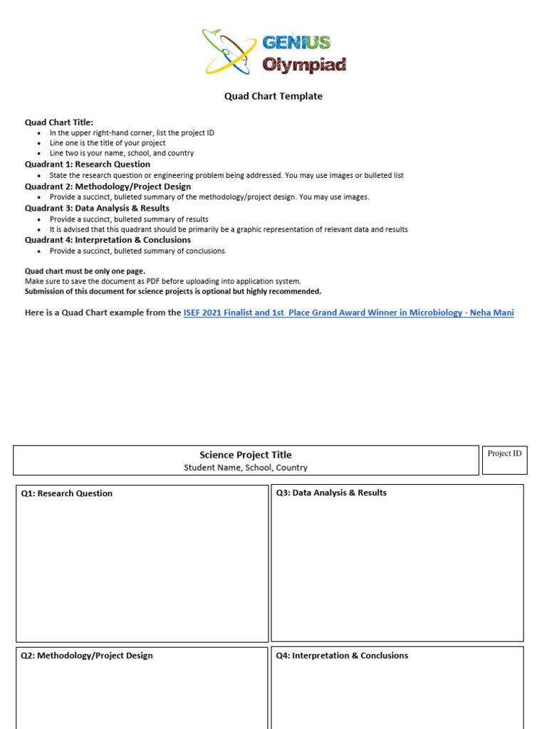 Science Project Quad Chart Guide | PDF