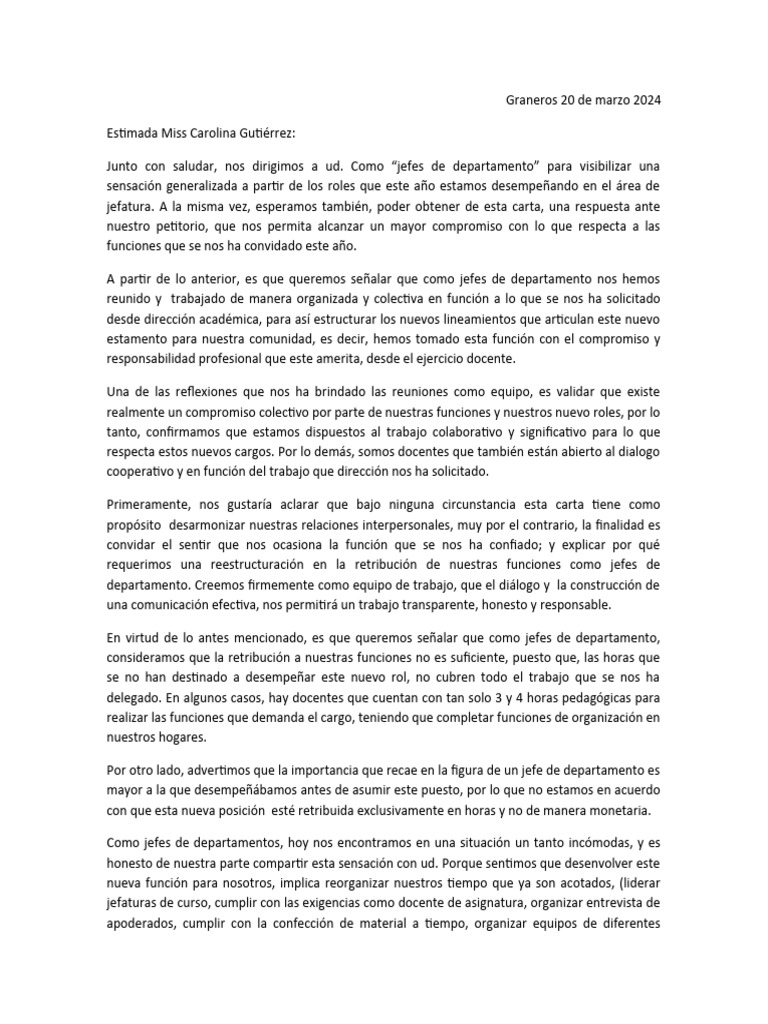 Carta Miss Carolina | PDF