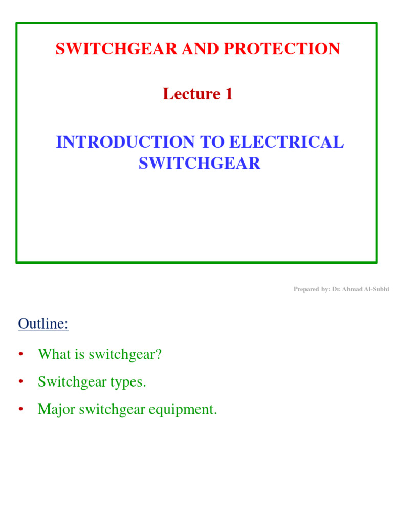 Lecture 1 - Introduction To Electrical Switchgear | PDF | Computers