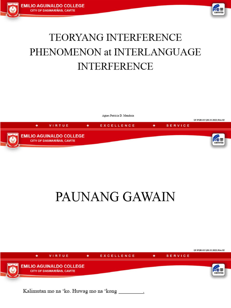 Teoryang Interference Phenomenon at Interlanguage Interference | PDF