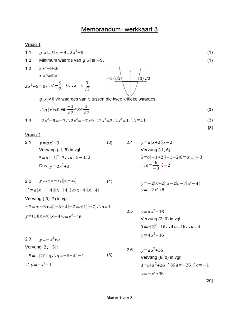 G10 Funksies Werkkaart 3 Memo-Verander | PDF