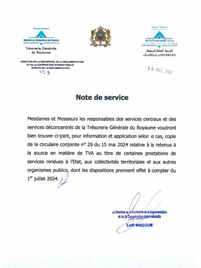 Note de Service 9.2024 Du 16 Mai 2024 Relative À La Circulaire ...