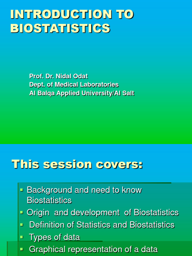 Introductoin To Biostatistics 1st And 2nd Lec Download Free Pdf