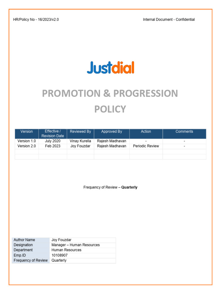 Promotion & Progression Policy | PDF | Justice | Crime & Violence