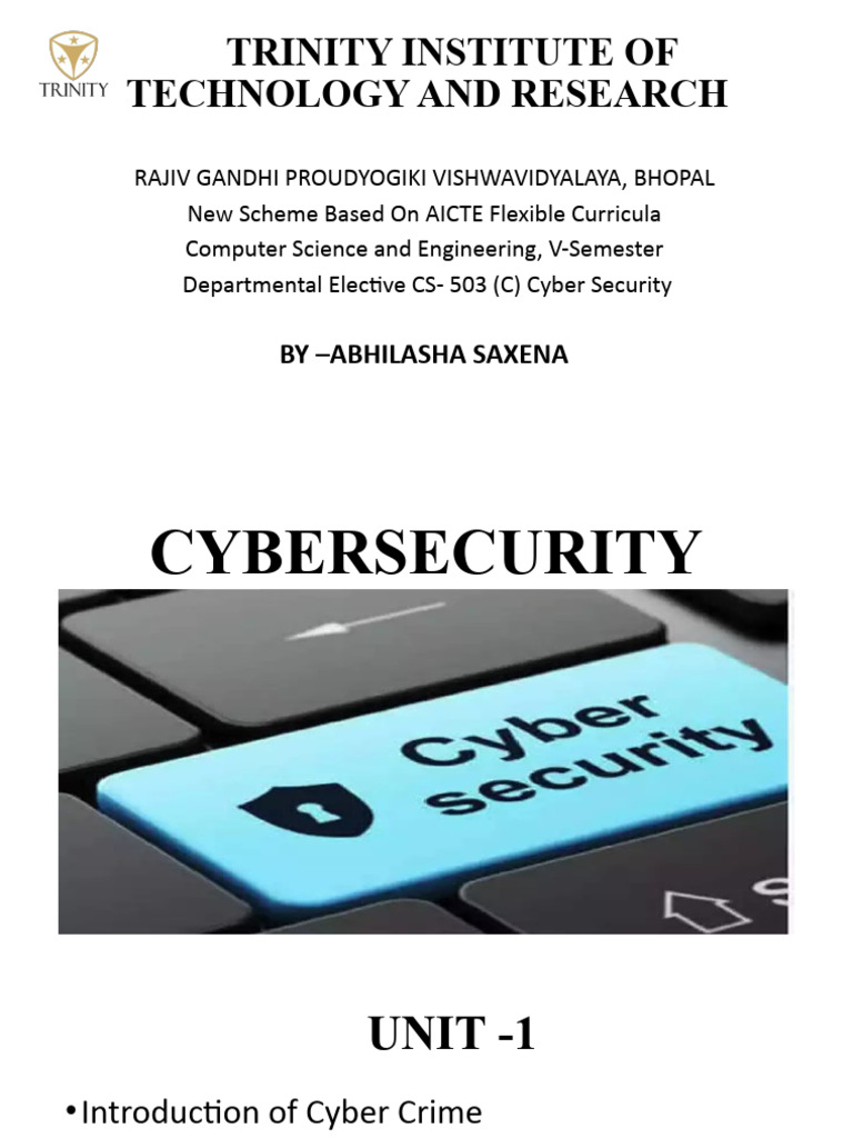 Unit 1 Cybersecurity | PDF | Cybercrime | Security