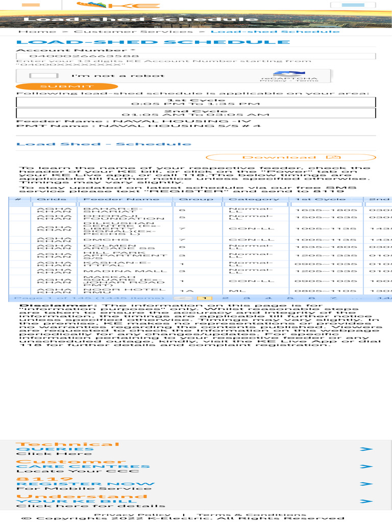 Load-Shed Schedule - K-Electric | PDF | Computing