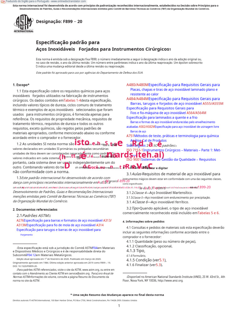 ASTM-F899-20 en PT | PDF | Aço | Dureza