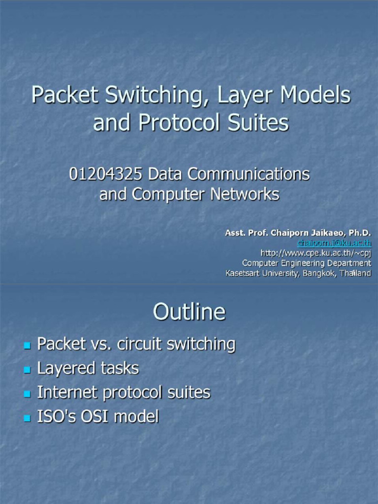 Chapter 2 - 2 - Network Models (Packet Switching, Layer Models and ...