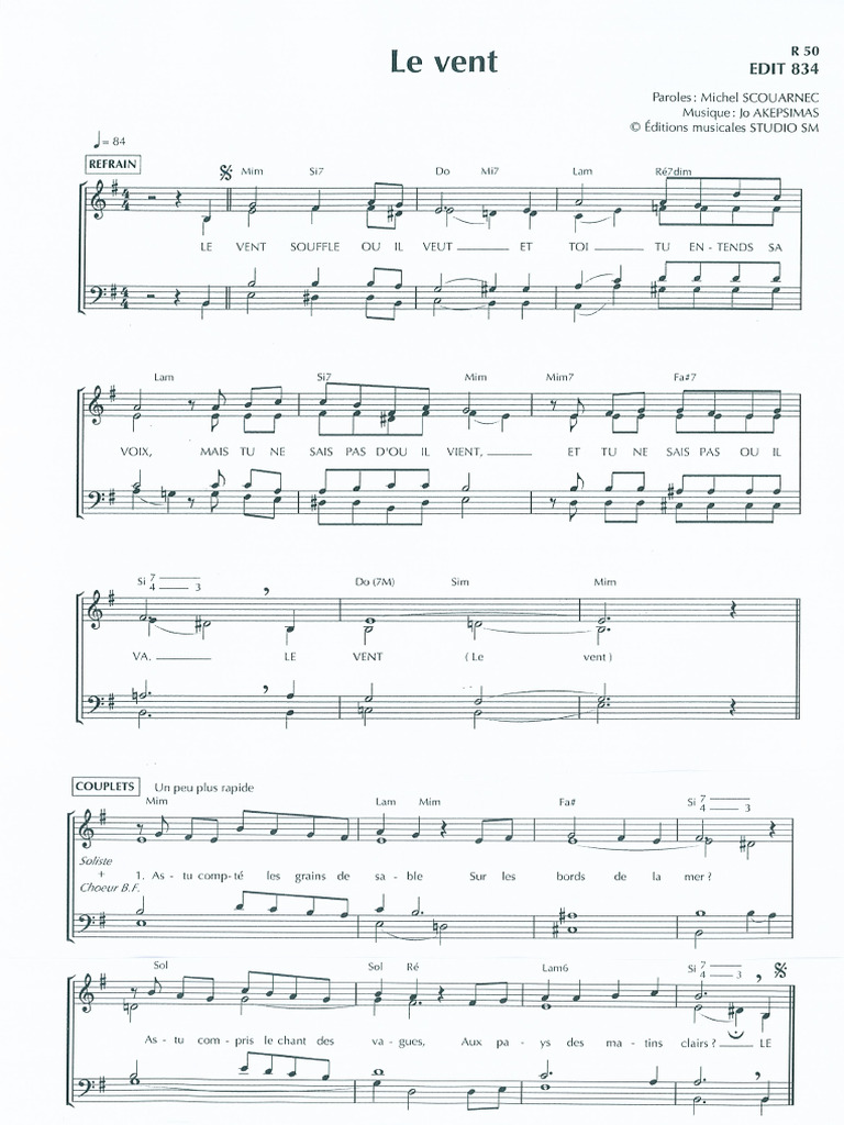 Nico15a - Le Vent Partition | PDF