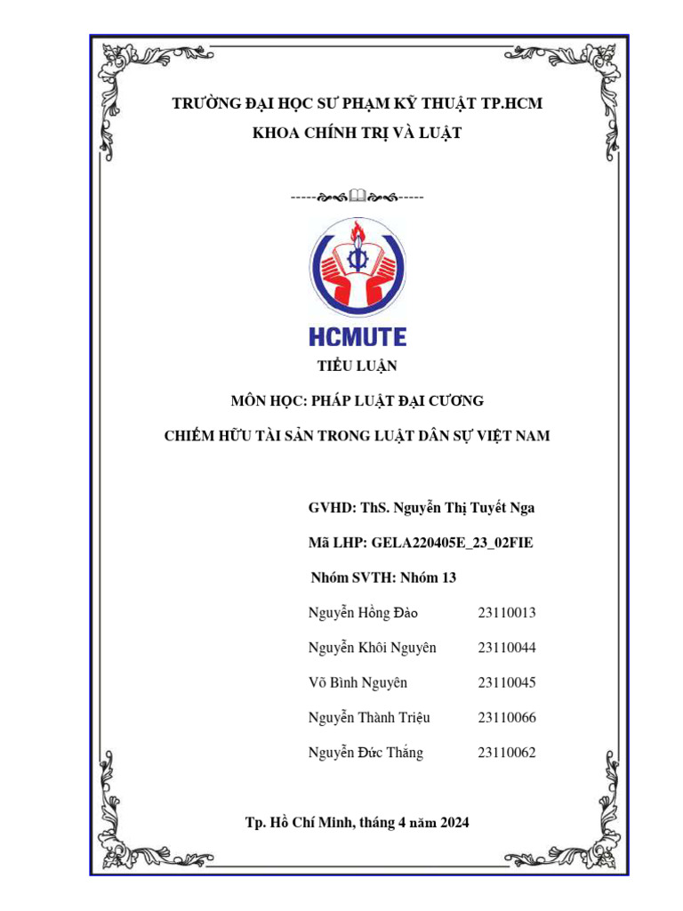 Nhóm 13 - Tiểu Luận PLDC - lớp 02 FIE | PDF