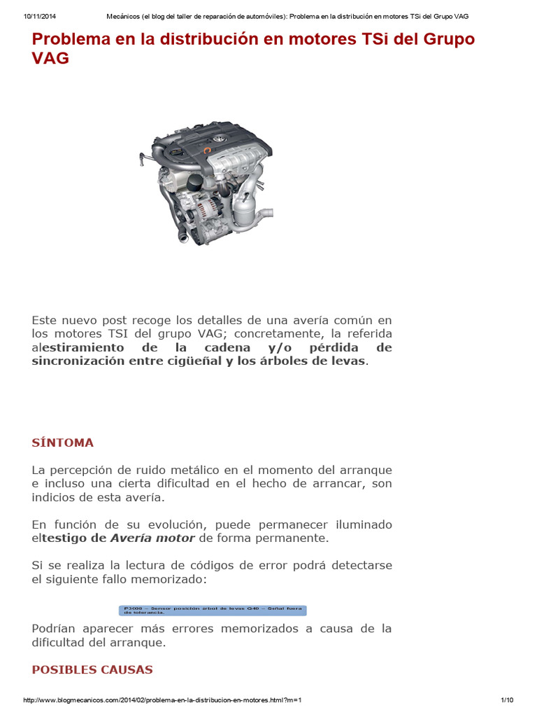 TSI-Problema en La Distribución en Motores TSi Del Grupo VAG | PDF | Motores | Motor de ...