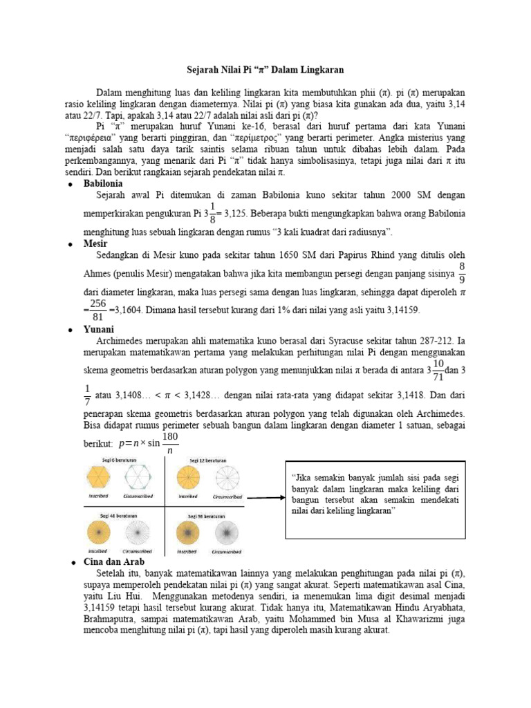 053 - 138 - Sejarah Pi Dalam Lingkaran-1 | PDF