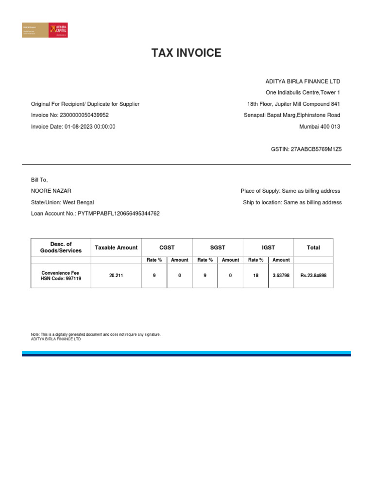Convenience Tax Invoice 8 2023 | PDF