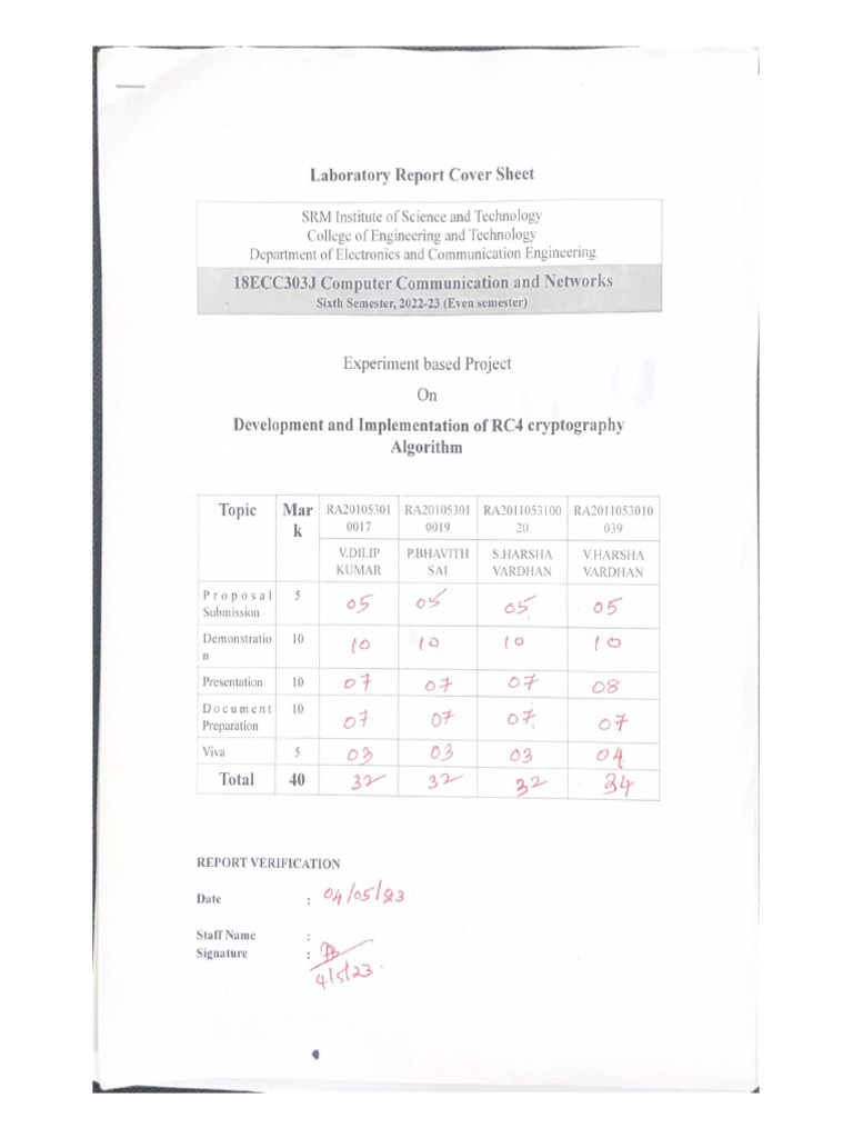 Laboratory Report Cover Sheet | PDF