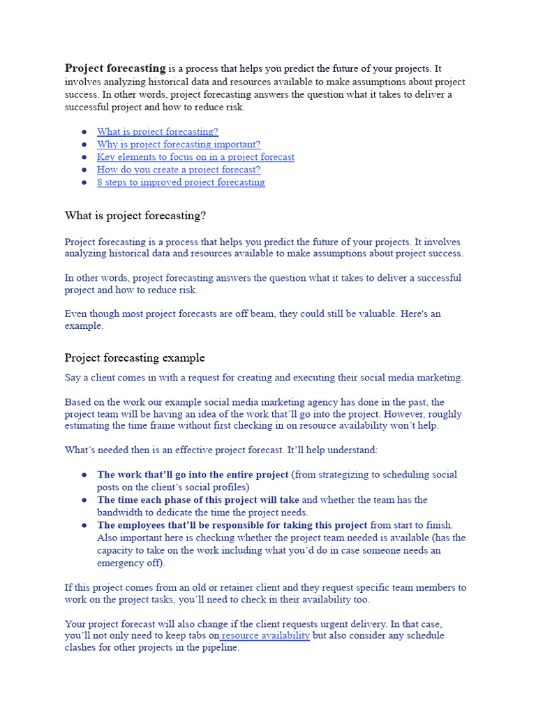 (CH-2) Project Forecasting | PDF | Forecasting | Project Management
