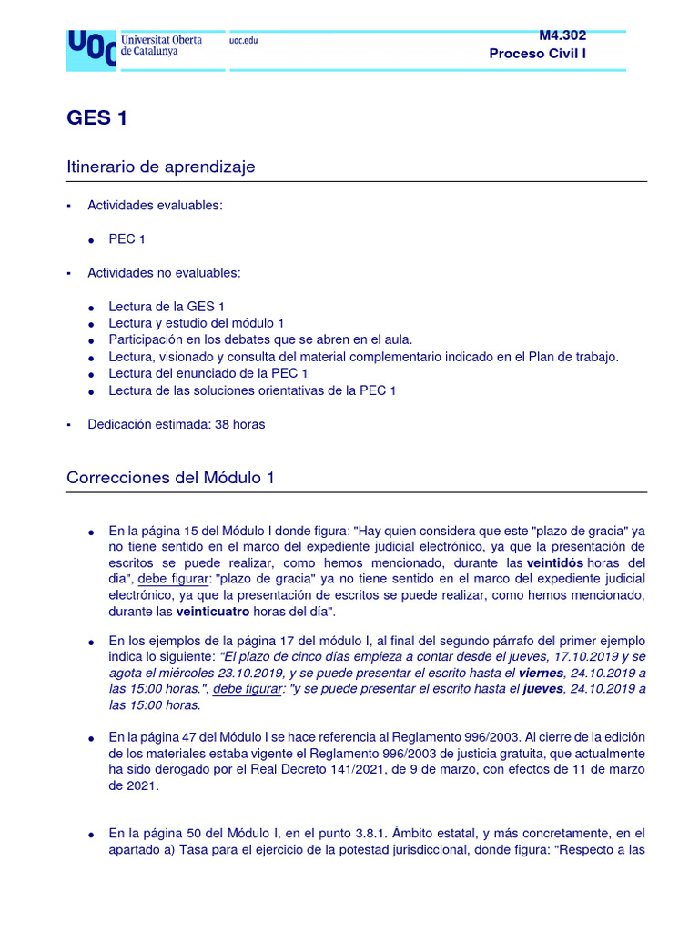 Guia de Estudio | PDF | Ley procesal | Procedimiento Civil