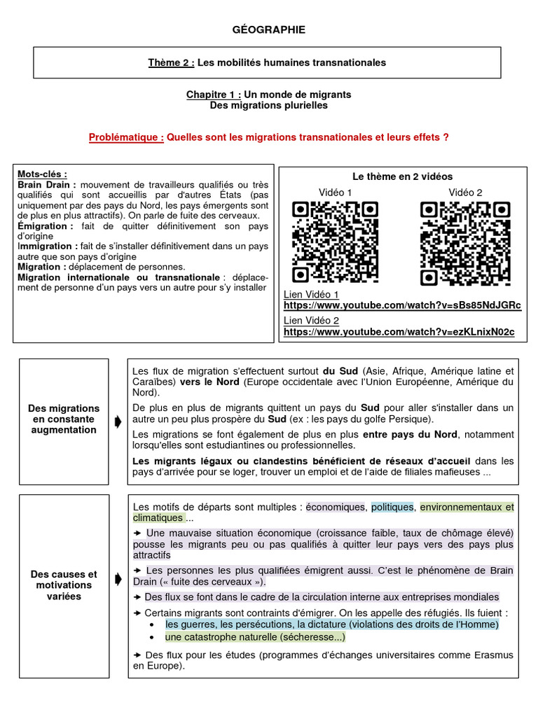 Évaluation des migrations transnationales 4e | PDF | Migration humaine ...