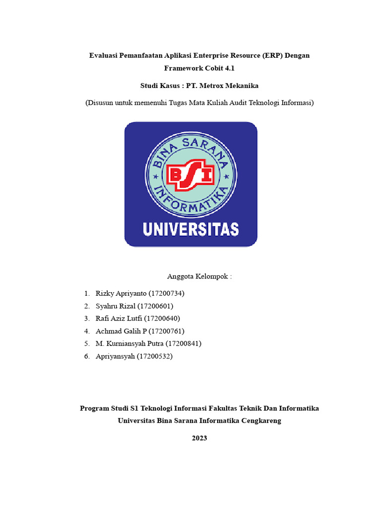 Makalah Evaluasi Pemanfaatan Aplikasi Enterprise Resource (ERP) PT ...