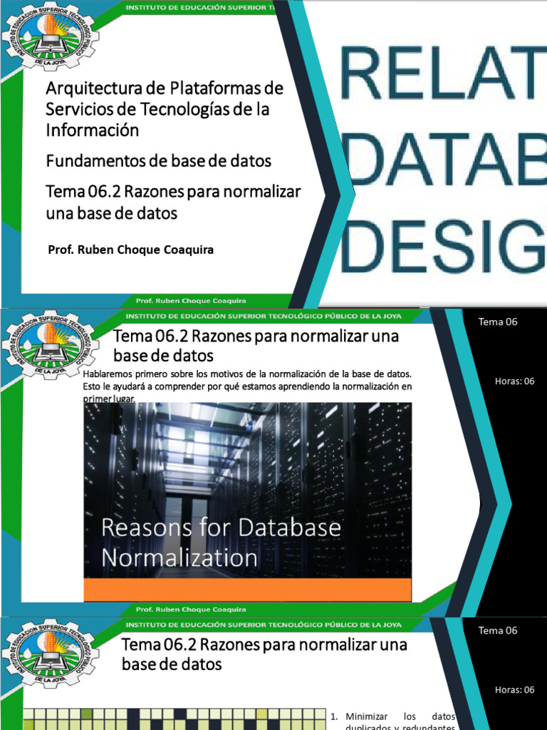 06.2 Razones para Normalizar Una Base de Datos | PDF | Bases de datos ...