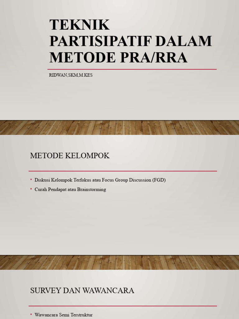 Teknik Partisipatif dalam Metode PRA/RRA | PDF | Karier & Perkembangan