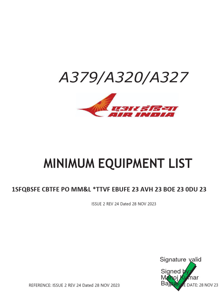 A320 Family Mel - Issue 2 - Rev 24 - 28-Nov-2023 | PDF | Cockpit | Aviation