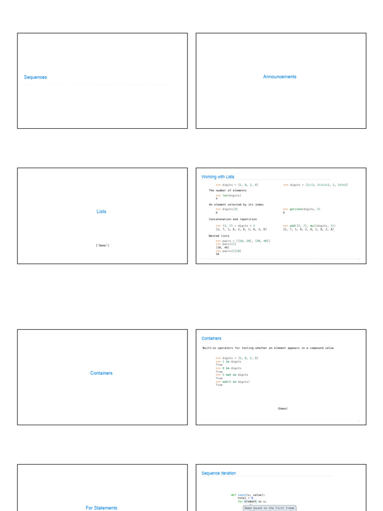 11-Sequences 4pp | PDF | Sequence | Computer Programming