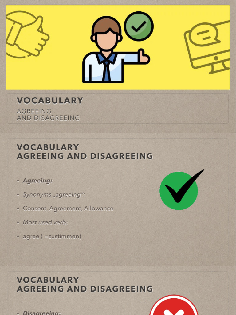 Agreeing and Disagreeing Vocabulary Guide | PDF | Language Arts ...