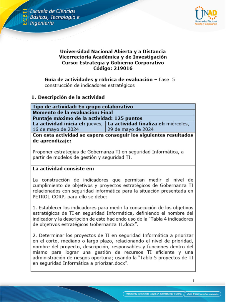 Guía de actividades y rúbrica de evaluación - Fase 5 - Construcción de indicadores estratégicos ...