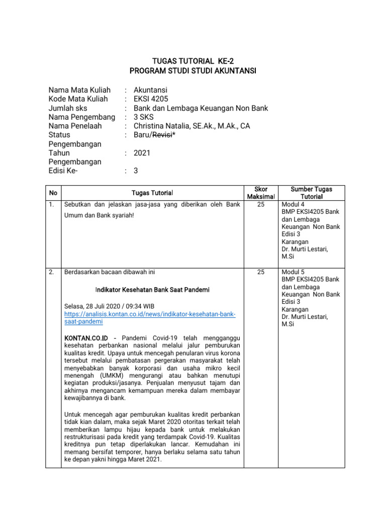 Tugas Tutorial 2 - Bank Dan Lembaga Keuangan Non Bank - Alyanda Habibie ...