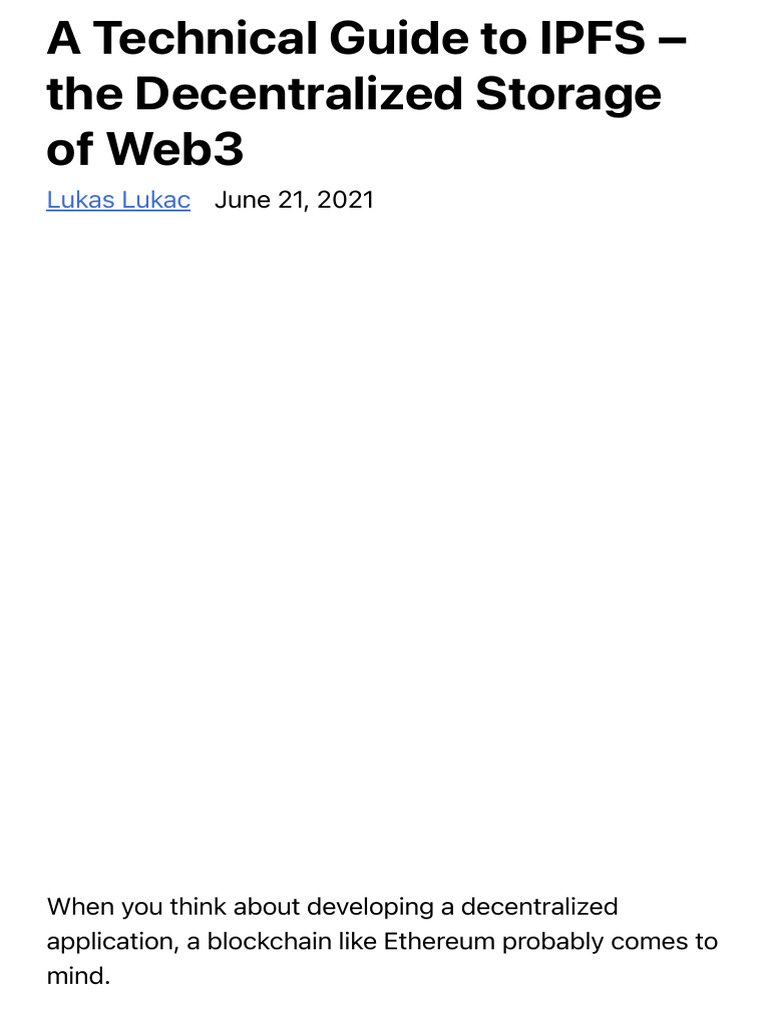 A Technical Guide To IPFS - The Decentralized Storage of Web3 | PDF | Peer To Peer | Code