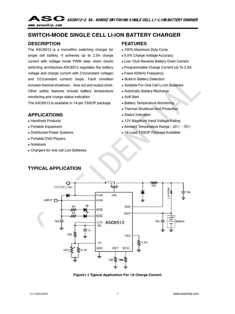 Asc 8513 | PDF | Battery Charger | Lithium Ion Battery