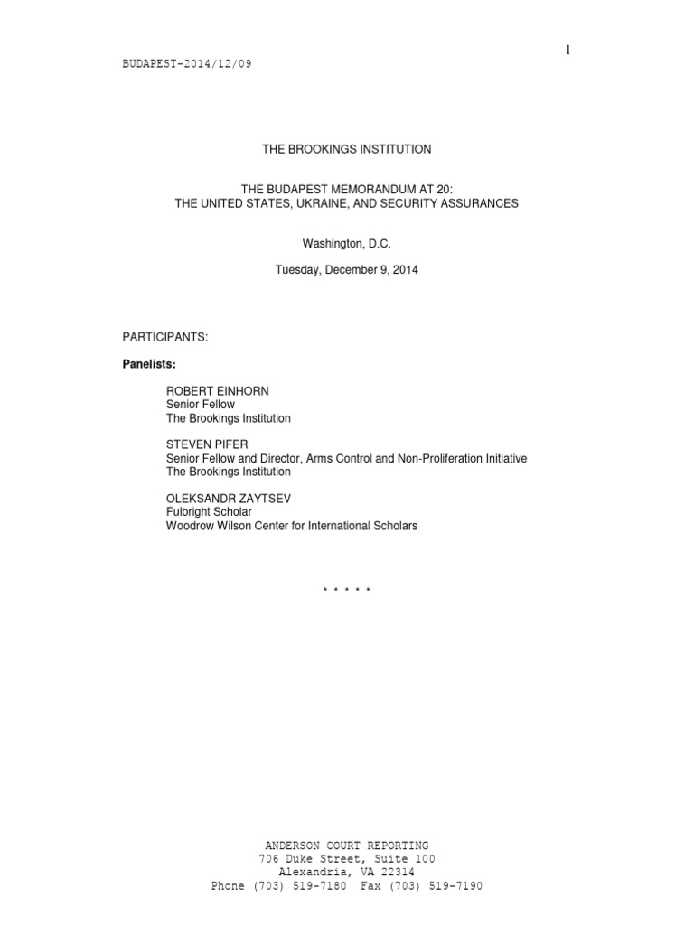 Budapest Memorandum: 20 Years On | PDF | International Relations ...