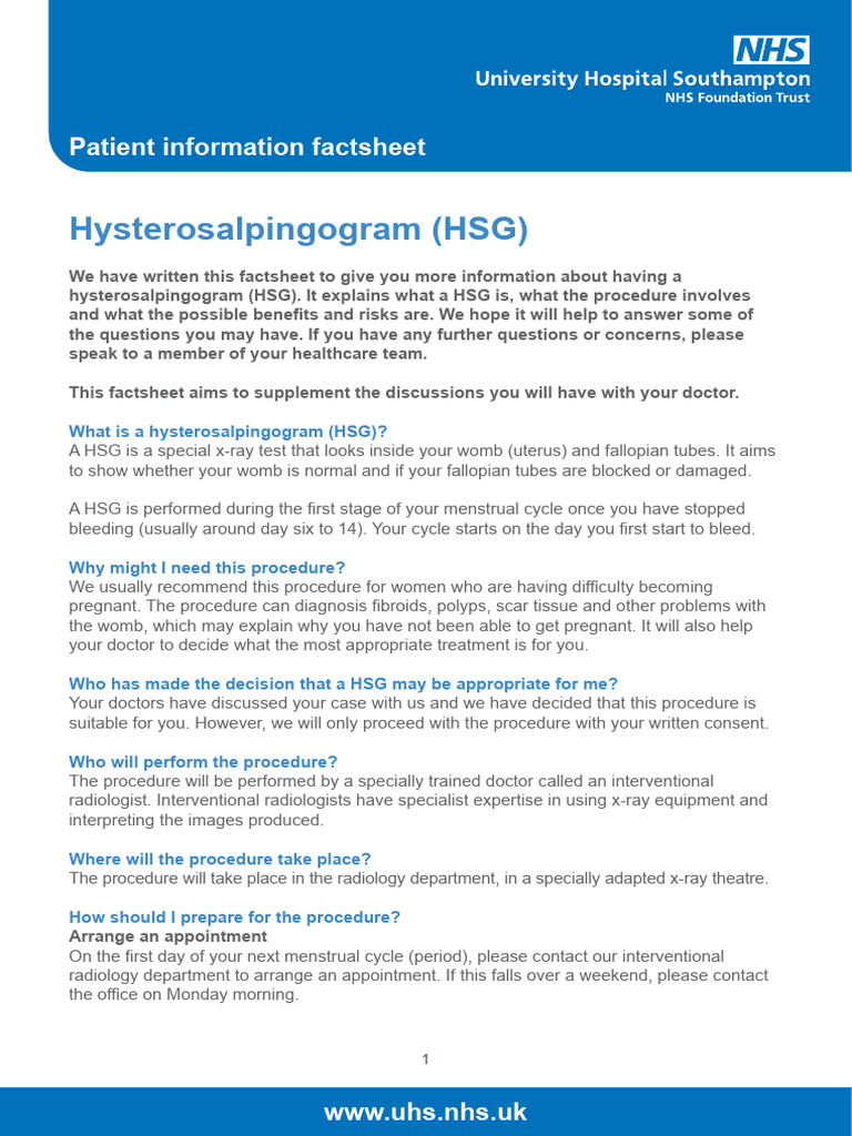 Hysterosalpingogram-HSG-3095-PIL | PDF | Uterus | Radiology