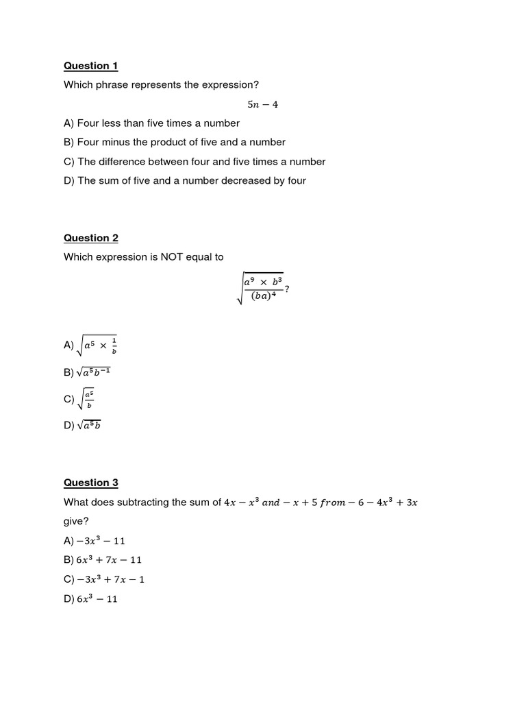 Math Problem Solving Questions | PDF | Mathematics | Arithmetic