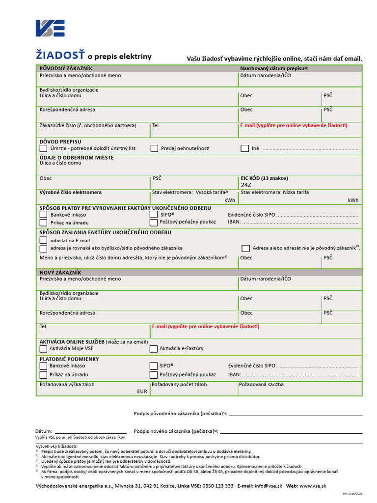 Ziadost o Prepis Vse | PDF