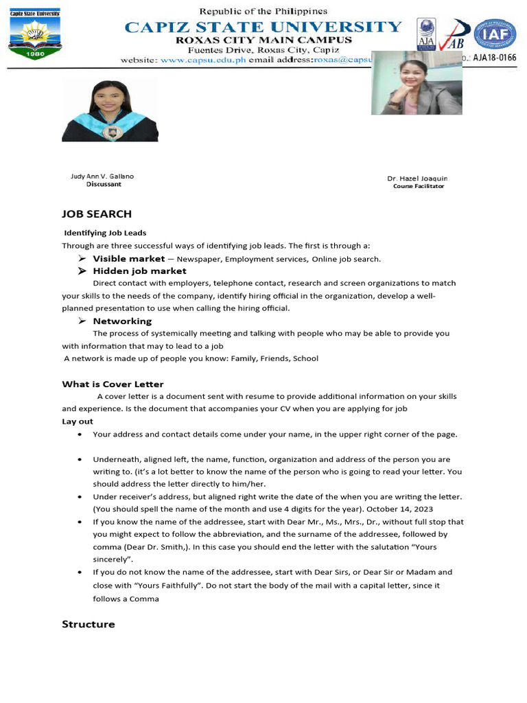 Judy Ann Gallano Job Search | PDF | Résumé | Microsoft Power Point