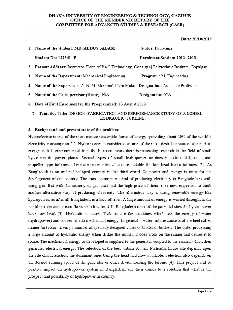 Update Proposal Salam 30.10.2019 | PDF | Turbine | Hydropower