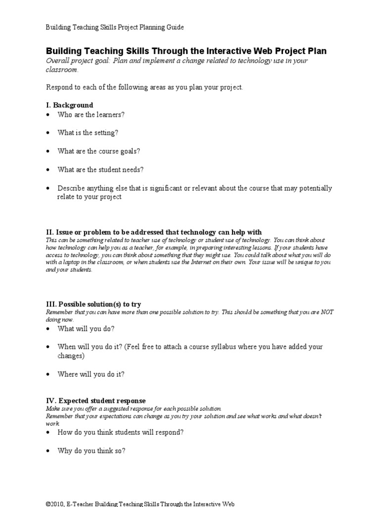 Project Planning Guide 20100628 | PDF | Classroom | Teachers