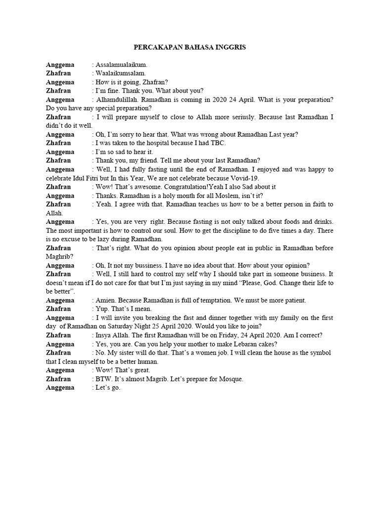 Percakapan Bahasa Inggris | PDF