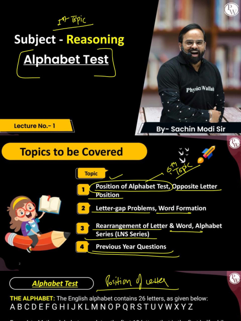 Alphabet Test 01 - Class Notes | PDF