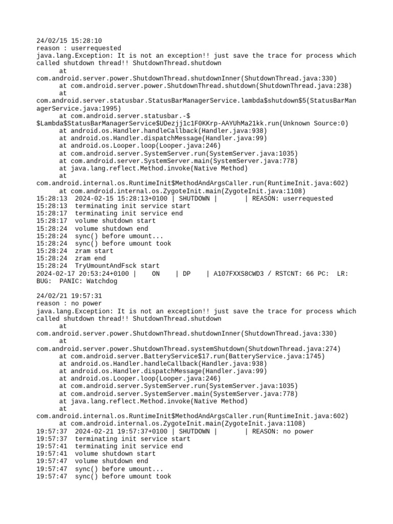 Power Off Reset Reason Backup | PDF | Java (Programming Language) | Object (Computer Science)