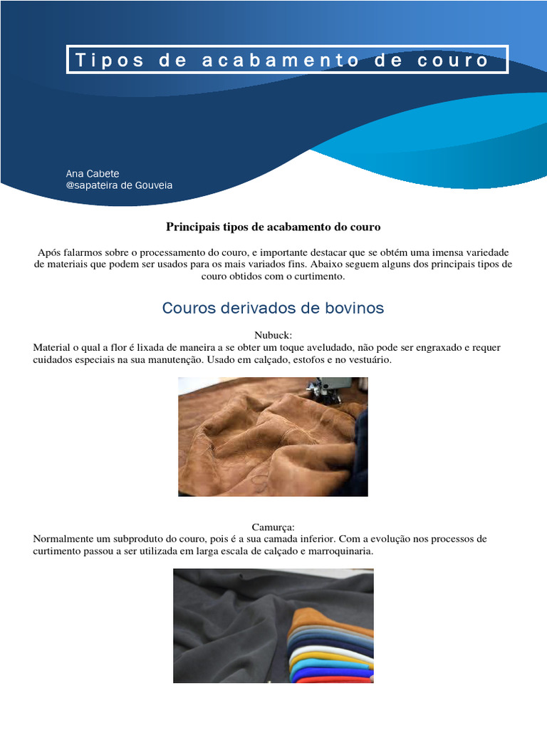 Tipos e Acabamentos do Couro | PDF | Couro