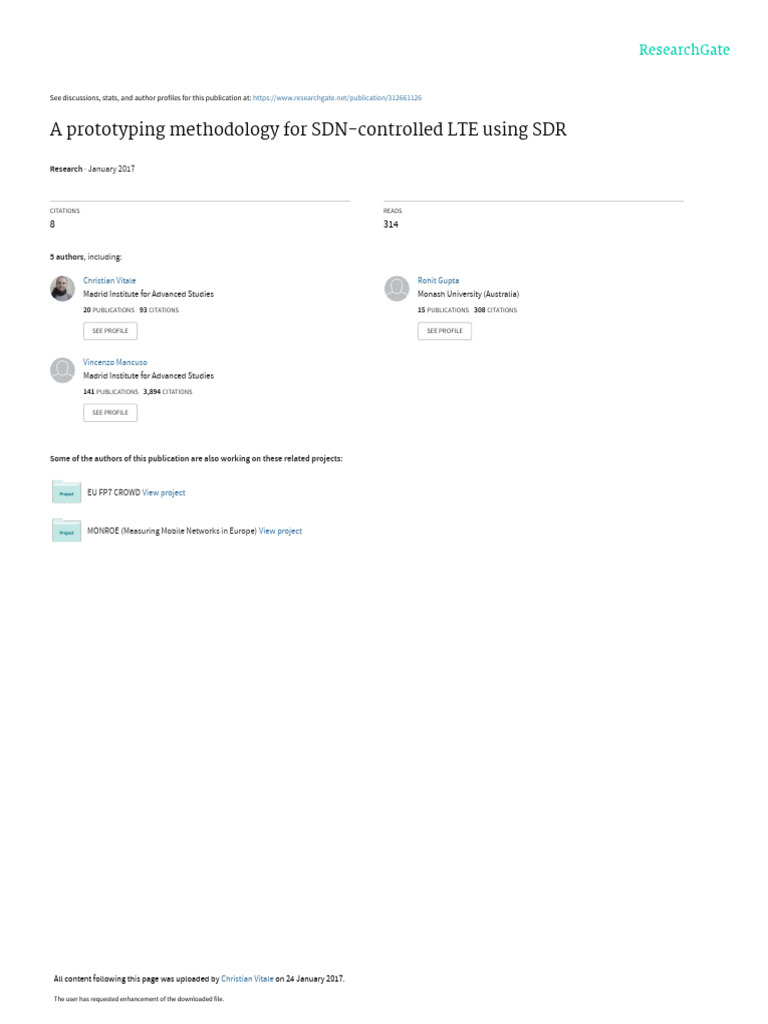 A Prototyping Methodology For SDN-controlled LTE Using SDR 2014 EN | PDF | Orthogonal Frequency ...