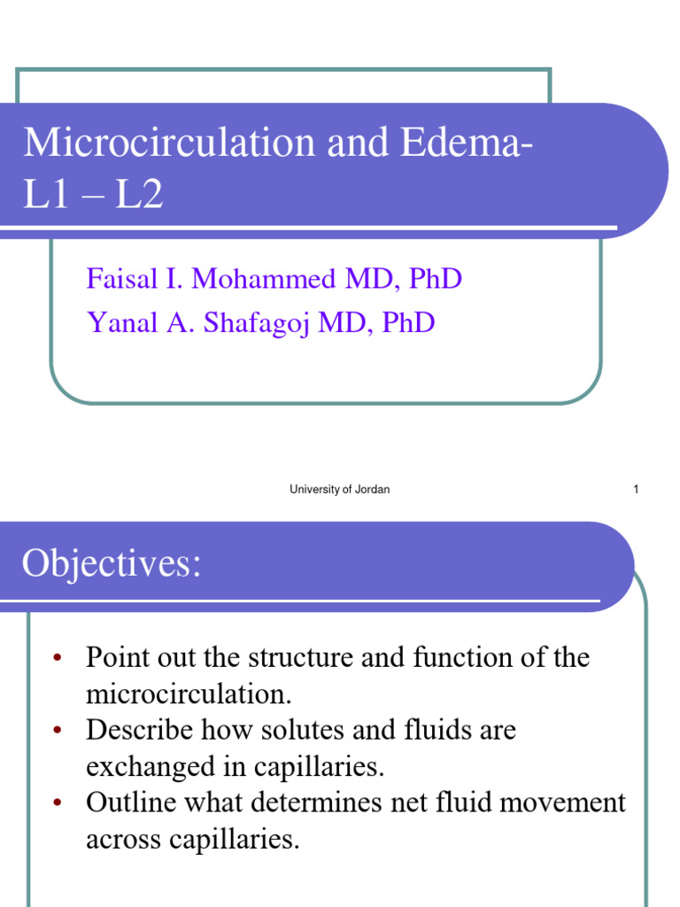 Microcirculation and Edema L1 and L2 1 | PDF | Capillary | Physiology