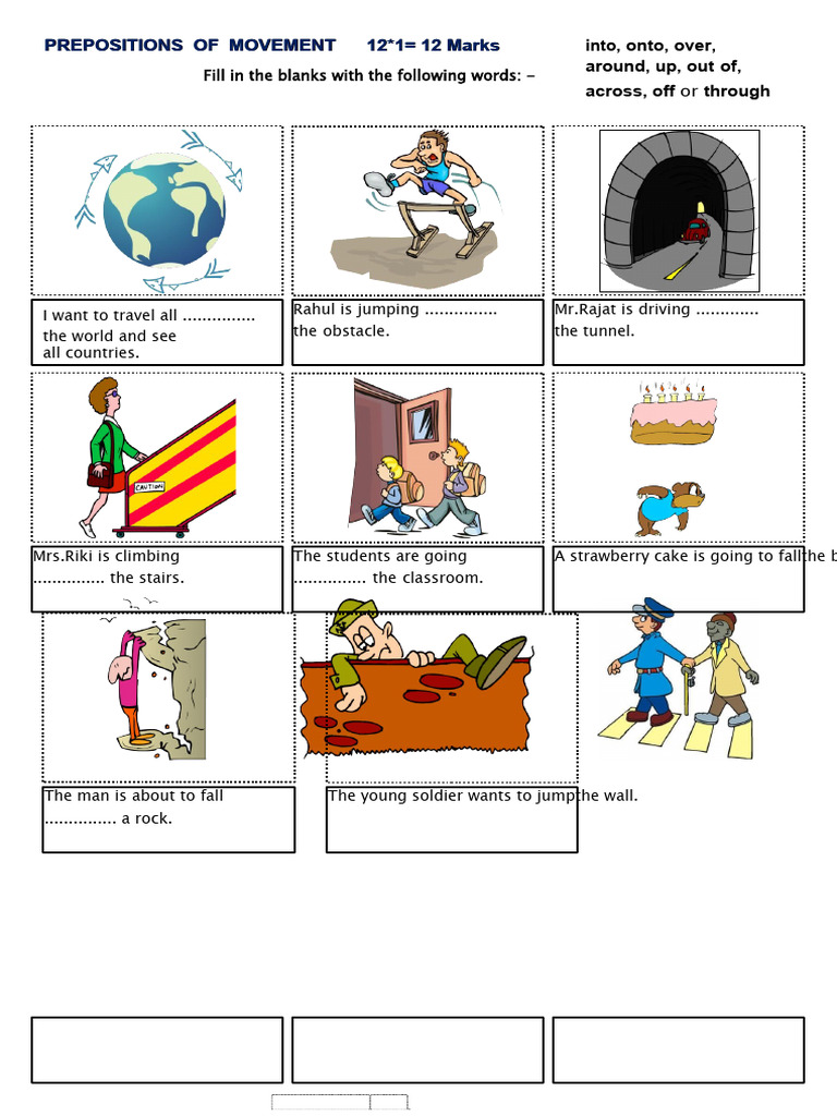 Prepositions of Movement Esl Grammar Exercises Worksheet | PDF